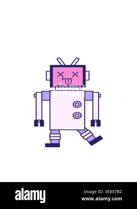 bobbing motion animation of cute cartoon of a robot design Stock Video ...