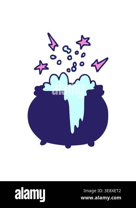 shaking motion animation of hand drawn doodle style cartoon witchs ...