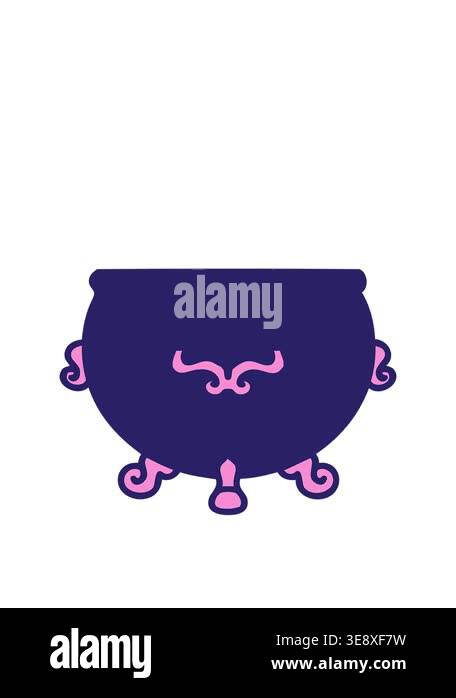 stretching up animation of tattoo in traditional style of a cauldron ...