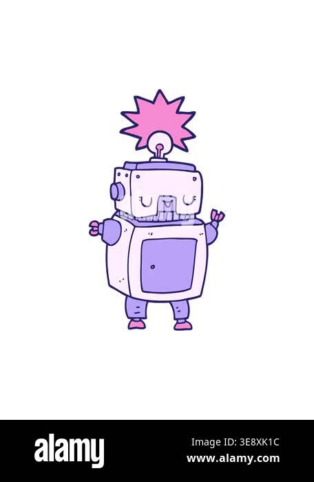 spinning motion animation of freehand drawn cartoon robot Stock Video ...