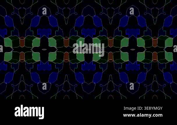 Abstract digital visual with geometric patterns and neon colors ...