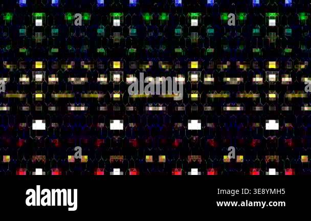 Abstract digital visual with geometric patterns and neon colors ...