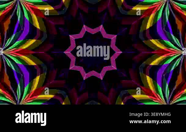 Abstract kaleidoscope pattern with bright symmetrical shapes creating a ...