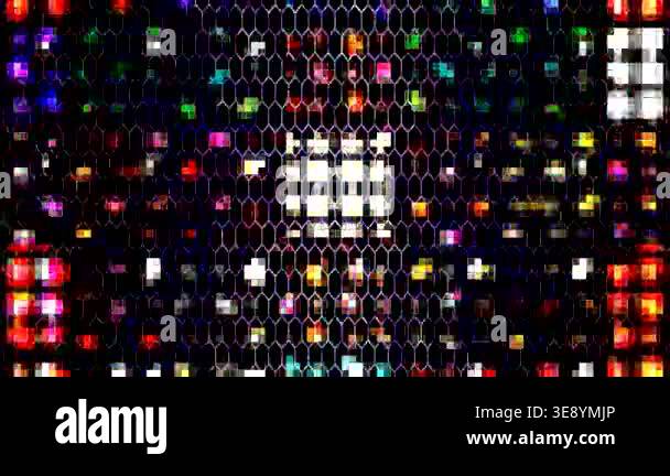 Abstract digital visual with geometric patterns and neon colors ...