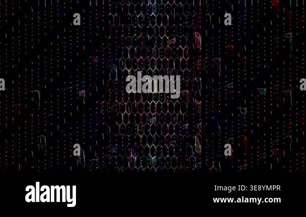 Abstract digital visual with geometric patterns and neon colors ...