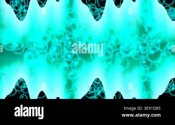 Dynamic abstract animation featuring green and blue bubbles with a wave ...