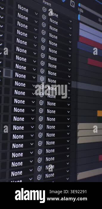 Video Editing Timeline in Motion Graphics Software, Close-up view of a ...