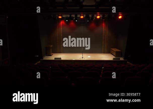 An image of an empty stage where activities such as music, concerts ...