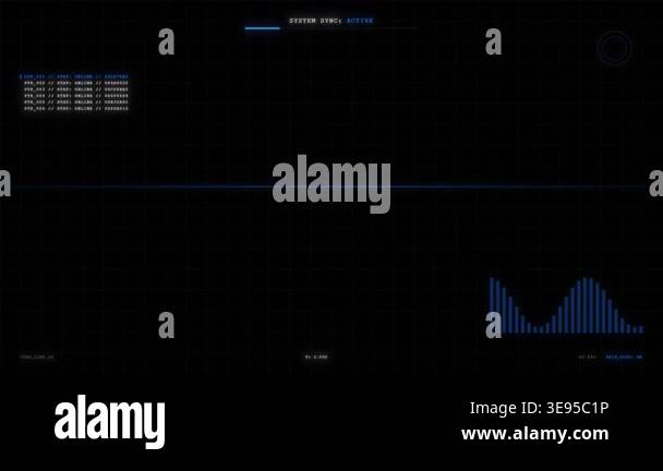 Futuristic HUD Interface with System Sync Active Message. Digital Blue ...