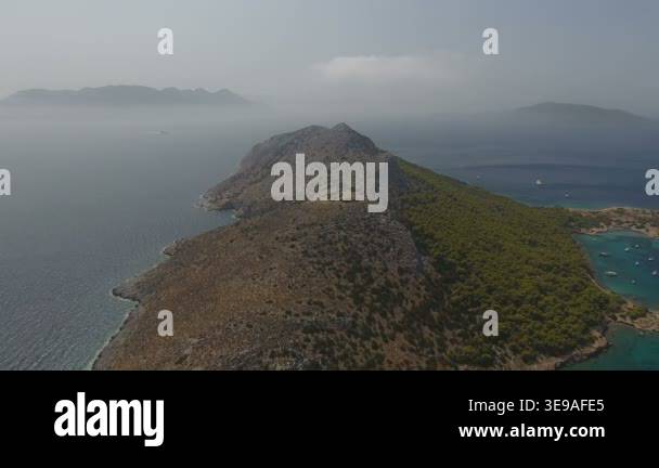 Panoramic view of the greek island of Moni at the Saronic gulf Stock ...
