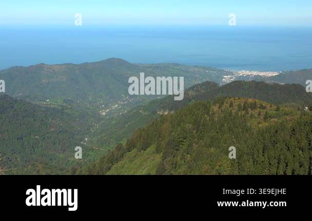 Panoramic forested mountain geography by the Adriatic Sea near Serbian ...
