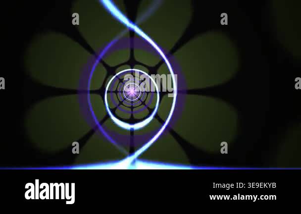An abstract visual journey through a dark tunnel with glowing blue ...