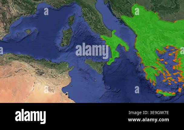 Byzantine Empire boundaries appear on rotating world map with historic ...