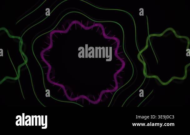 Abstract animation featuring vibrant glowing circular shapes pulsing ...