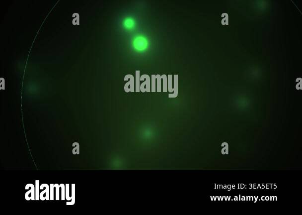 Microscopic view of fluorescent green cells moving under a laboratory ...