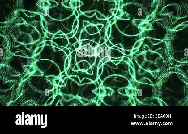 Abstract Glowing Green Neon Rings Animation Loop Stock Video Footage ...