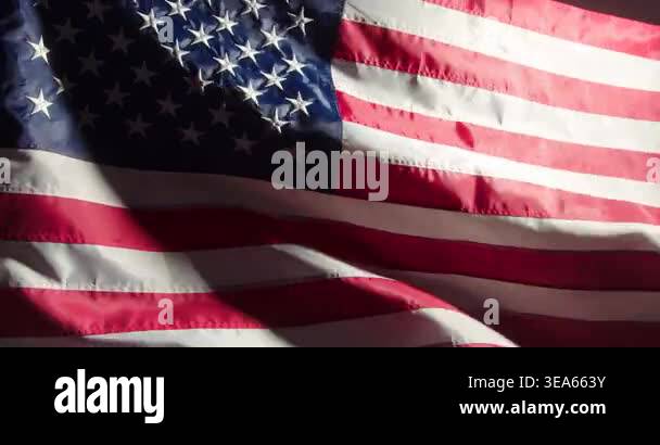 Video of a real American flag close-up. Fresh unfolded flag of the ...