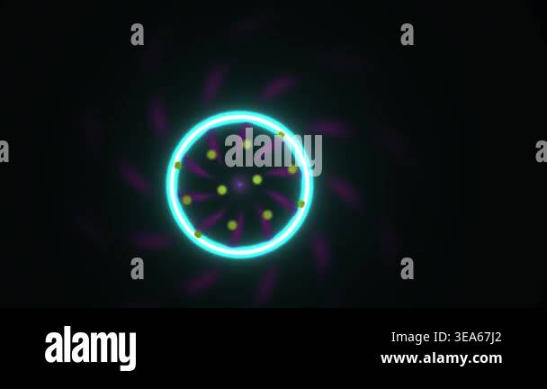A hypnotic and mesmerizing digital animation featuring a rotating neon ...
