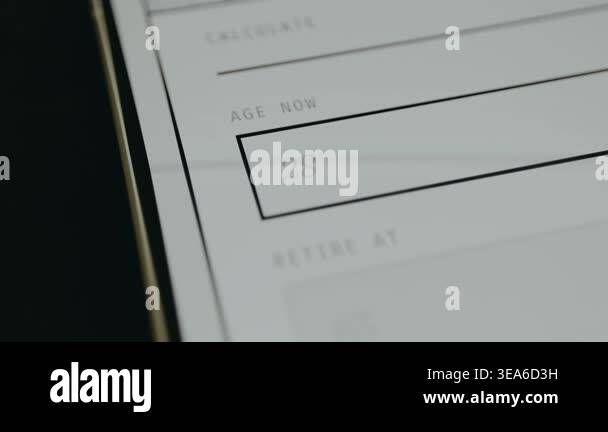 AGE input field currently filled as 28 Stock Video Footage - Alamy