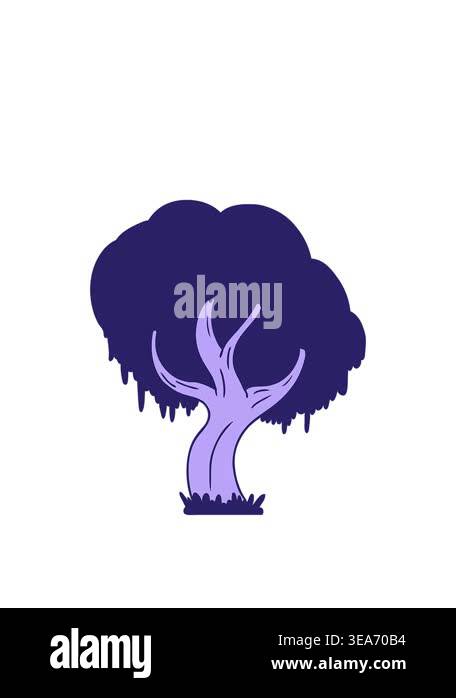 stretching up animation of hand drawn cartoon doodle of a green tree ...