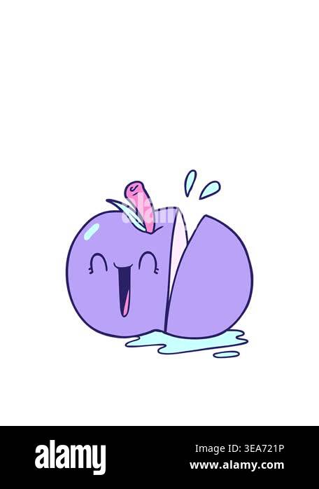 rise and float animation of happy cartoon sliced apple Stock Video ...