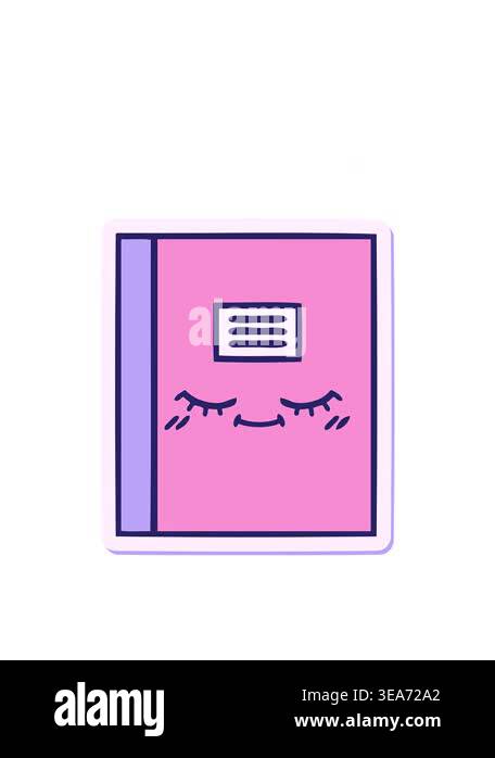 jumping motion animation of sticker of a cute cartoon notebook Stock ...