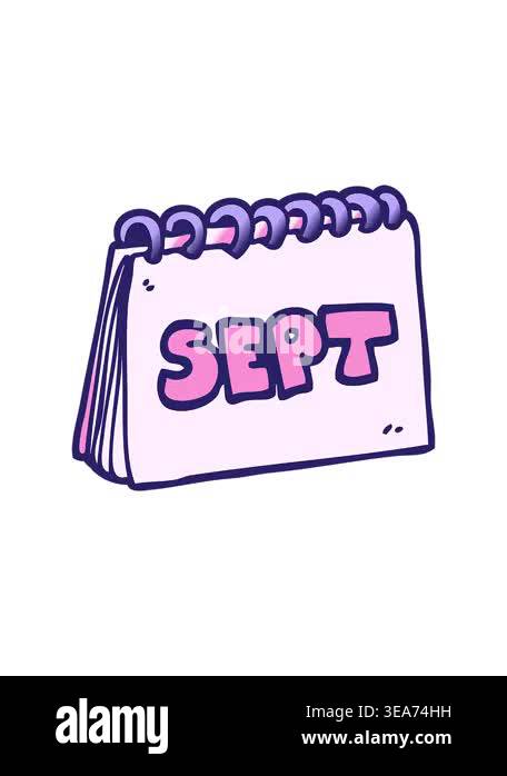 spinning motion animation of cartoon calendar showing month of ...