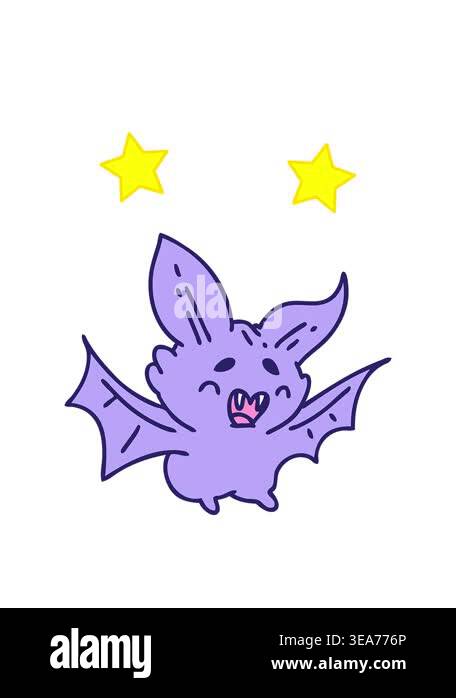 spinning stars animation of drawing of a super cute halloween bat Stock ...