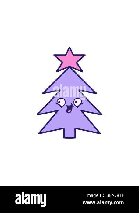 popping motion animation of cute christmas tree cartoon element Stock ...