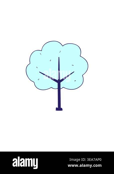 radioactive glowing animation of hand drawn quirky cartoon tree Stock ...
