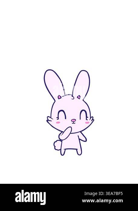 stretching up animation of cute cartoon rabbit illustration Stock Video ...