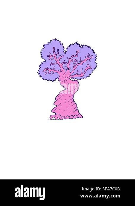 rise and float animation of cartoon big old tree Stock Video Footage ...
