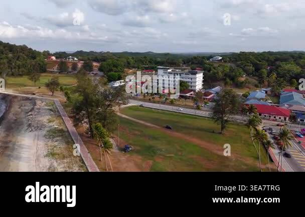 Mersing, Johor, Malaysia - Mar 27 2026: Aerial view captures a town's ...