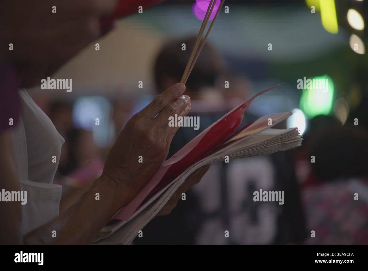 6K open gate: Incense Prayer During Temple Ritual Stock Video Footage ...