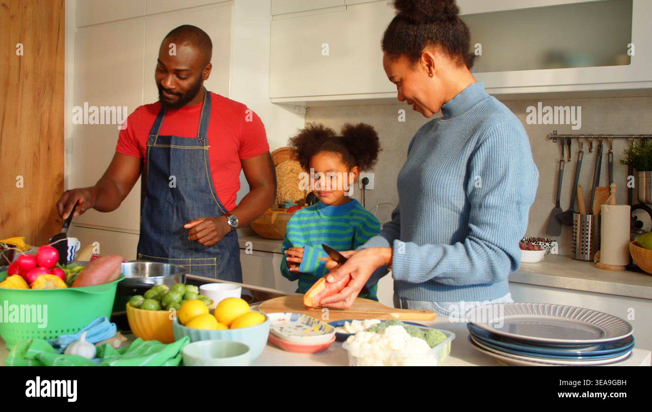 Family Cooking Together in a Modern Kitchen Stock Video Footage - Alamy