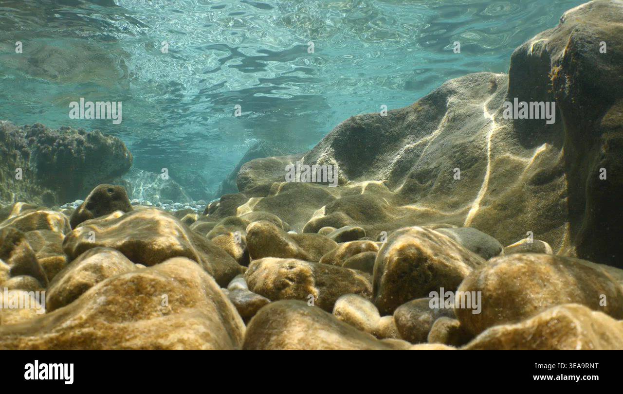 reflection of waves at bottom of water slow ocean scenery underwater ...