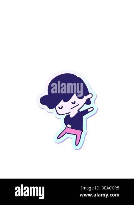 jumping motion animation of sticker cartoon illustration of a kawaii ...
