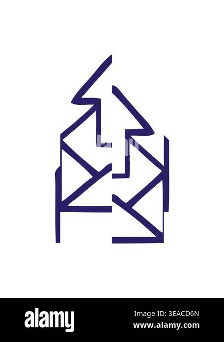 splitting motion animation of line drawing cartoon of a envelope with ...