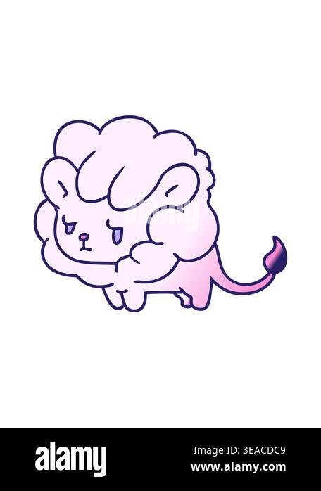 power up animation of gradient cartoon illustration kawaii cute lion ...