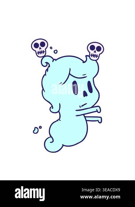 spinning skulls animation of cartoon illustration of a kawaii cute ...