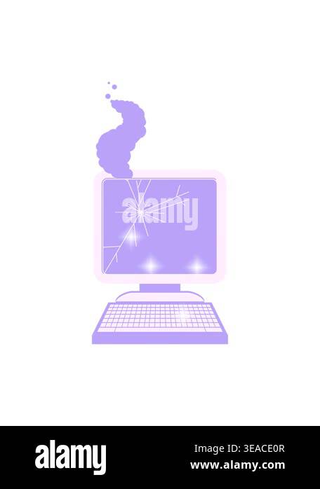 glitter effect animation of broken computer graphic vector illustration ...
