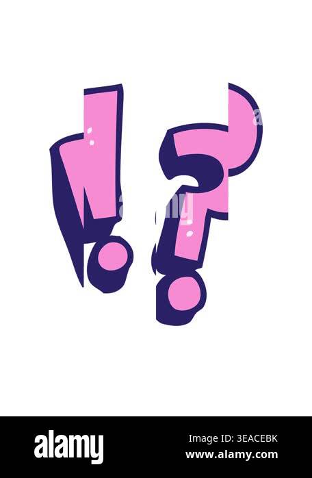 splitting motion animation of doodle question mark and exclamation mark ...