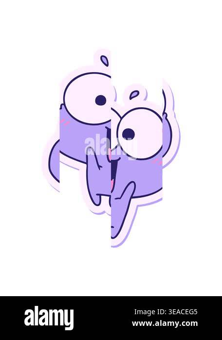 splitting motion animation of sticker cartoon illustration kawaii ...