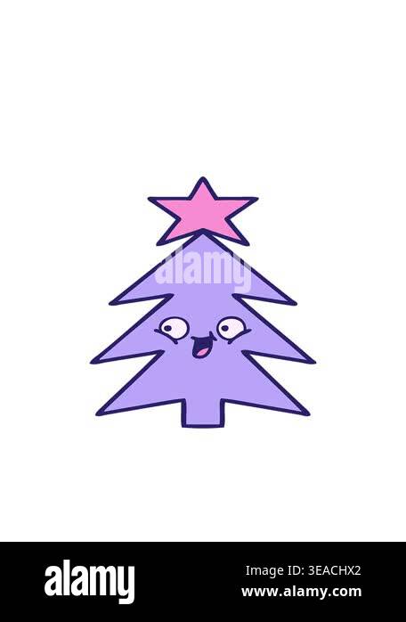 bobbing motion animation of cute christmas tree cartoon element Stock ...