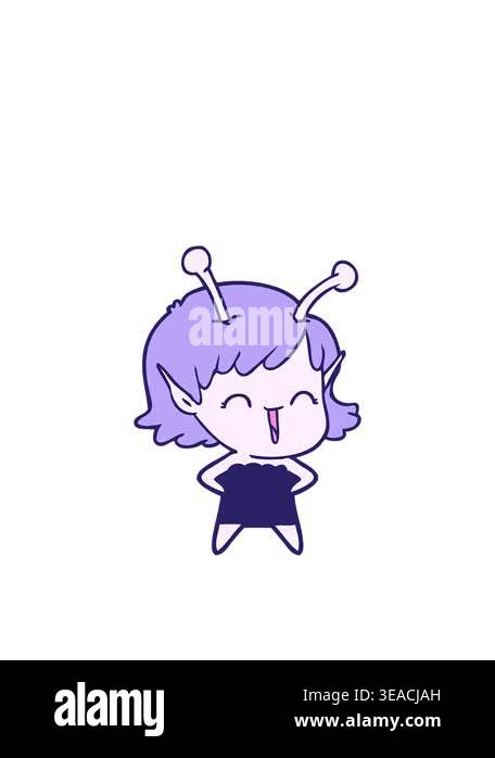 jumping motion animation of cartoon of alien girl laughing Stock Video ...