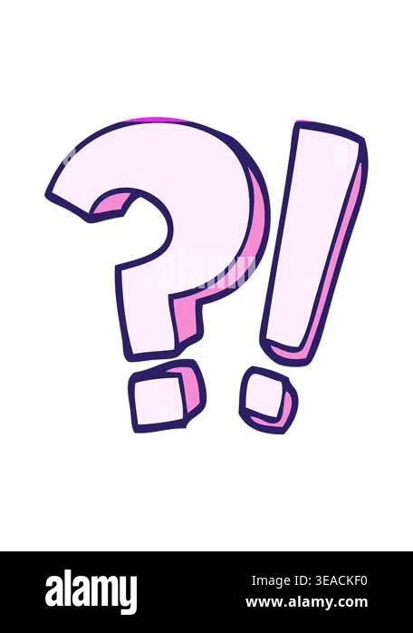 power up animation of cartoon doodle question mark and exclamation mark ...
