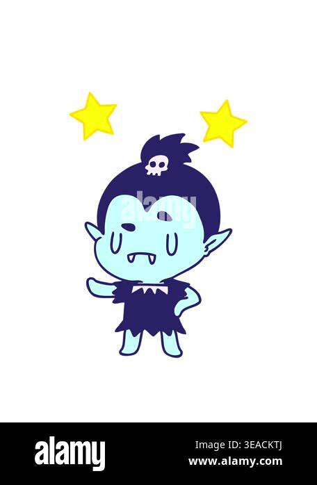 spinning stars animation of cartoon illustration kawaii of cute vampire ...
