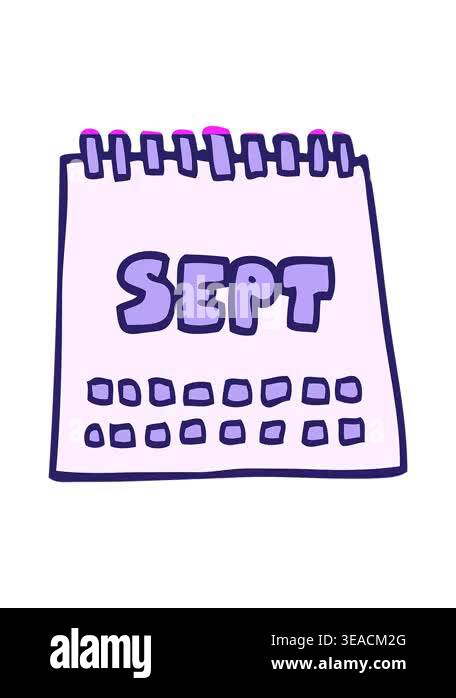 power up animation of cartoon doodle calendar month of september Stock ...