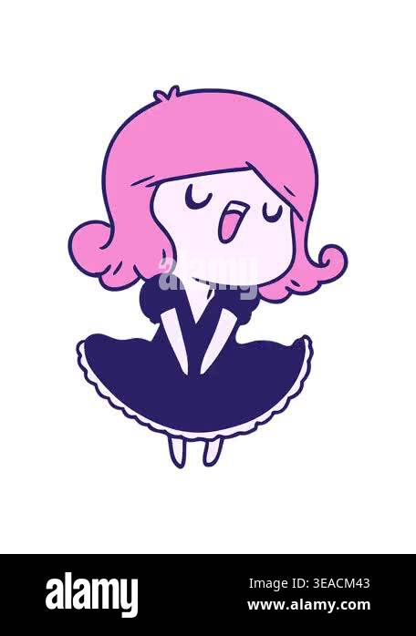 pixelize effect animation of cartoon illustration of a cute singing ...