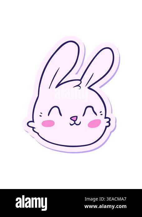 vibrating motion animation of sticker of a cartoon rabbit face Stock ...